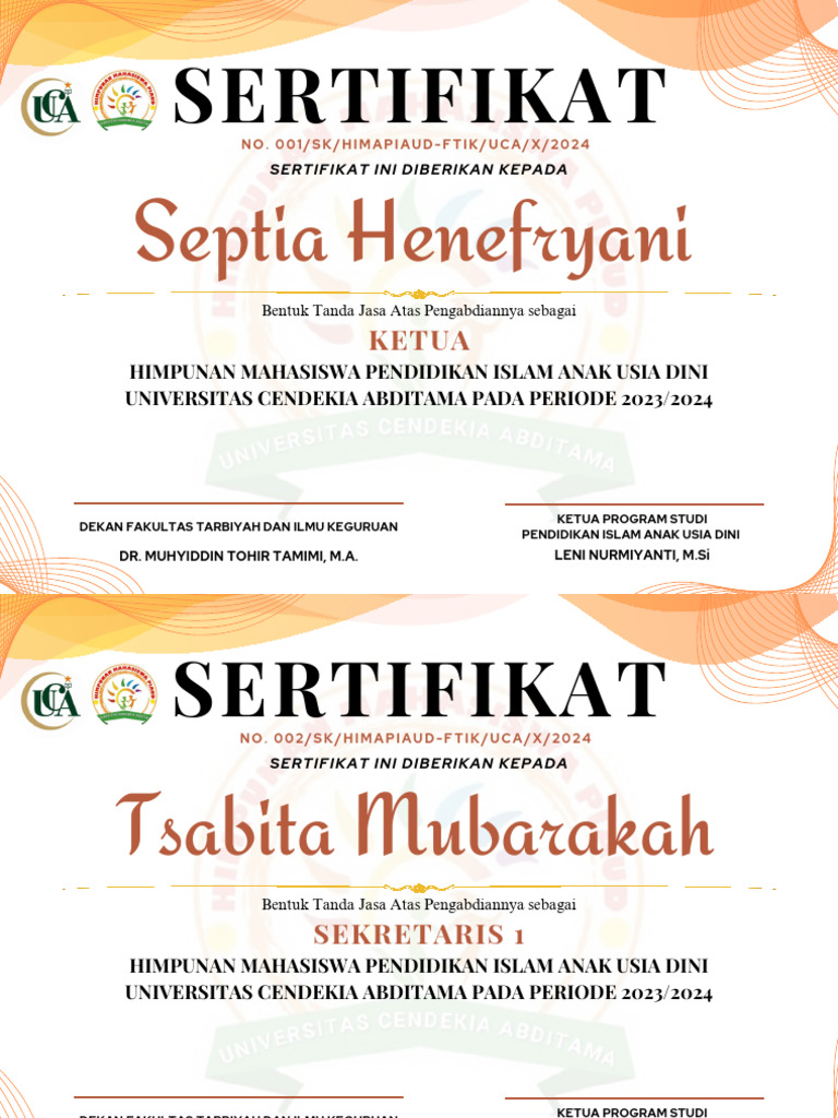 Sertifikat Pengurus HIMA | PDF | Ilmu Sosial