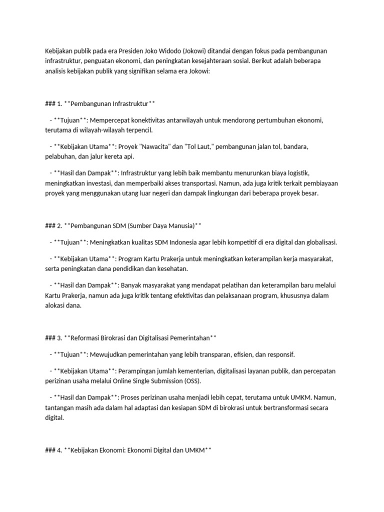 Kebijakan Publik Pada Era Presiden Joko Widodo | PDF