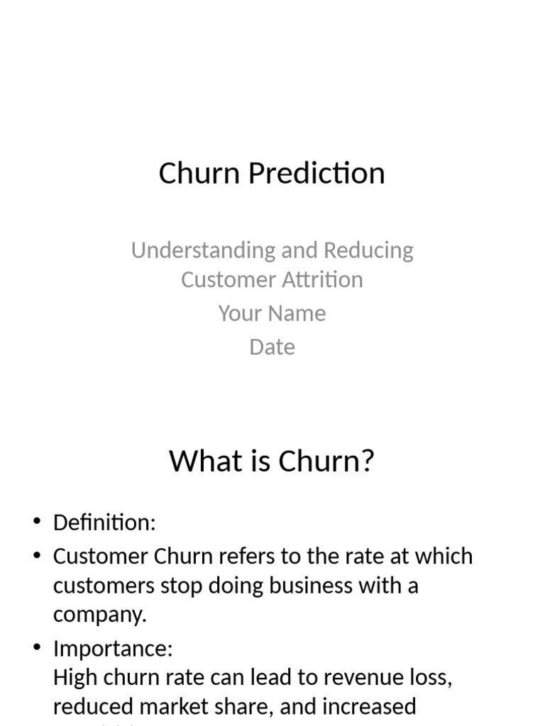 Churn Prediction Presentation | PDF | Machine Learning | Prediction