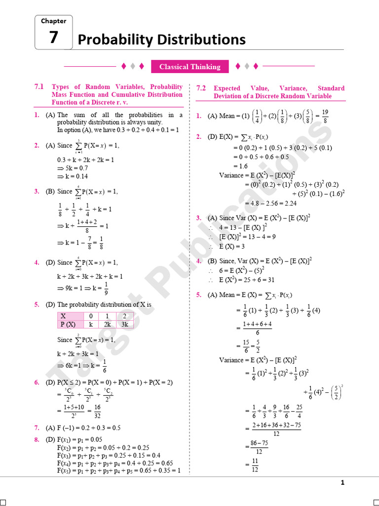 Discrete Random Variables & Probability Functions | PDF | Expected ...