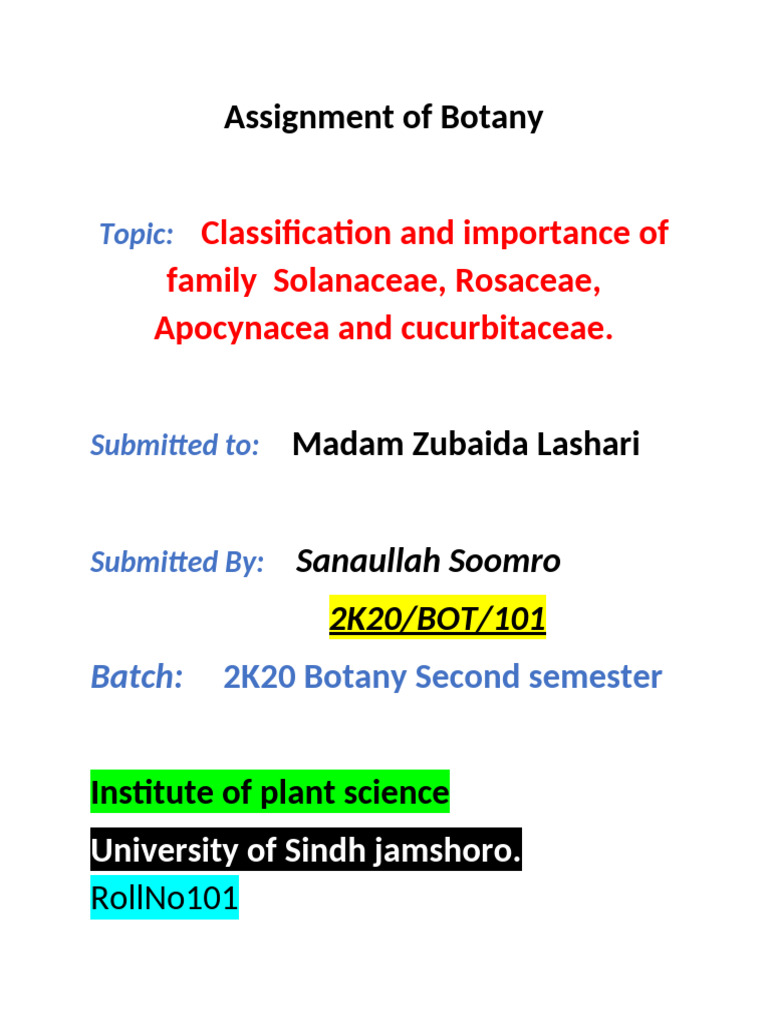 Botany Assignment | PDF | Plant Morphology | Botany