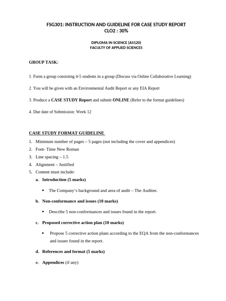 Case Study Report Guidelines | PDF