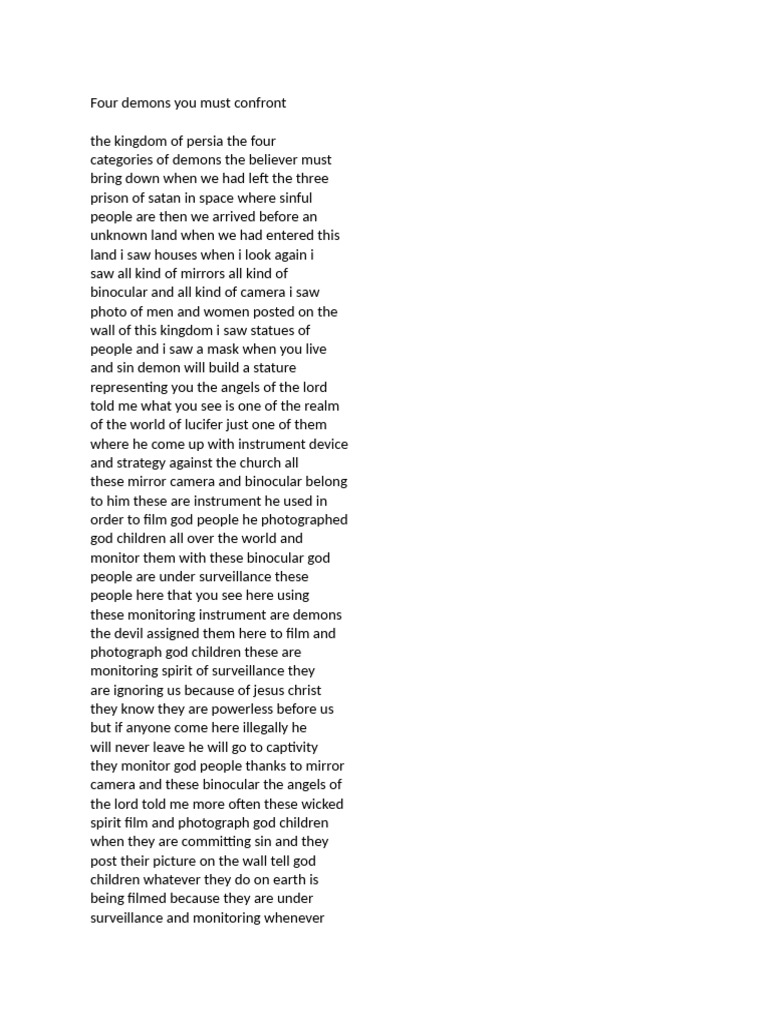 Confronting the Four Demons | PDF | Goliath | Satan