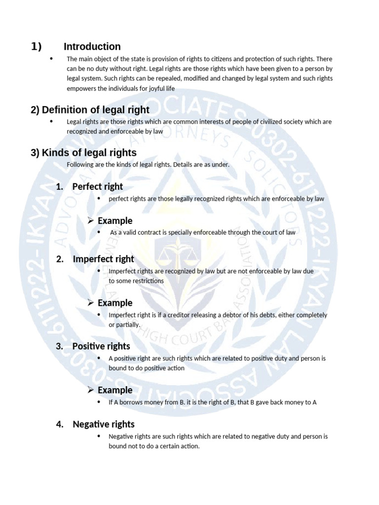 Types and Examples of Legal Rights | PDF | Mortgage Law | Rights