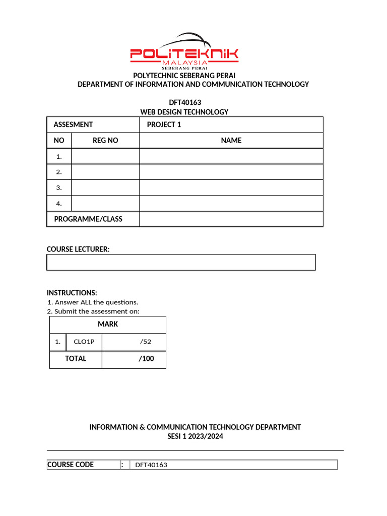 DFT40163 - Sesi 1 2023 2024 Project 1 | PDF | World Wide Web | Internet ...
