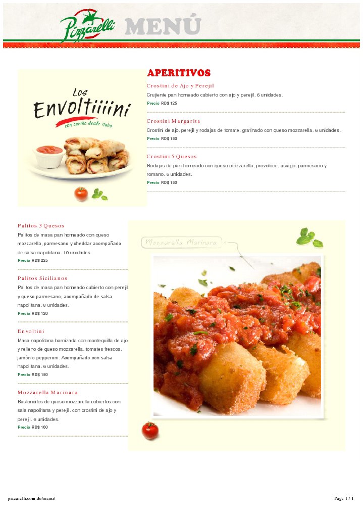 Menu Pizzarelli | PDF | Pizza | Salsa