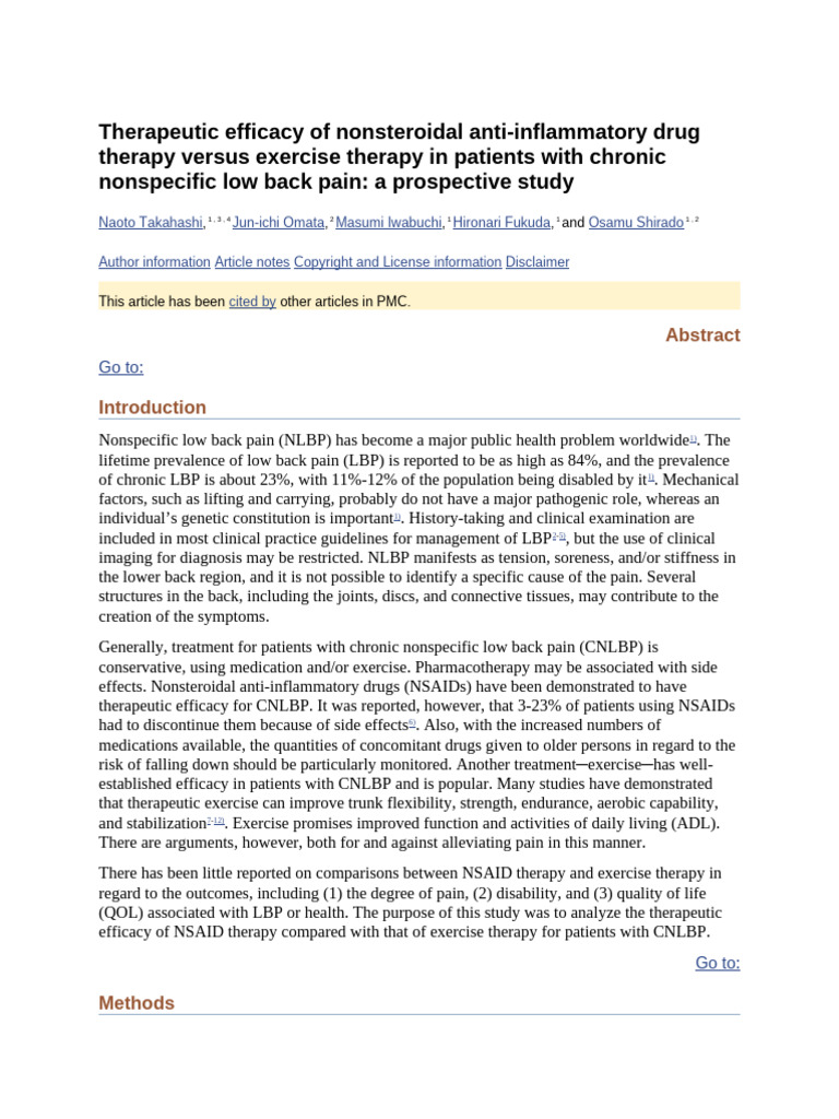 Back Pain Article | PDF | Low Back Pain | Back Pain