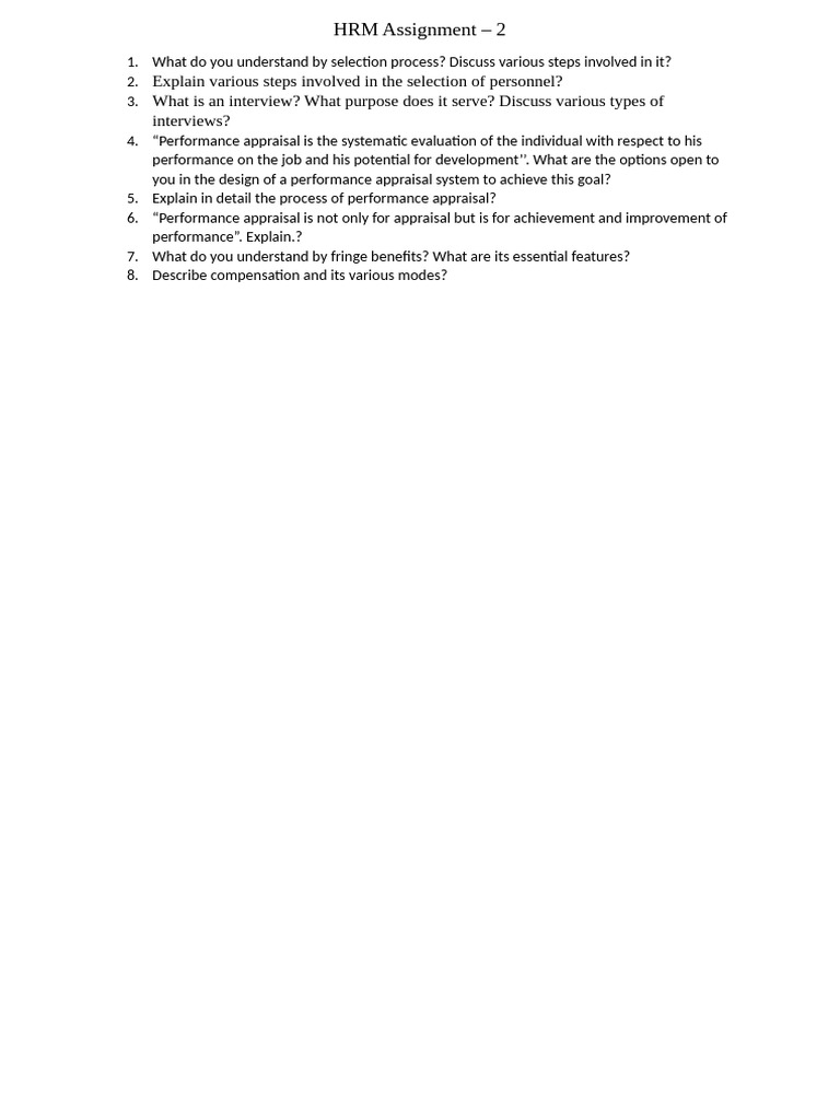 HRM Assignment 2 | PDF