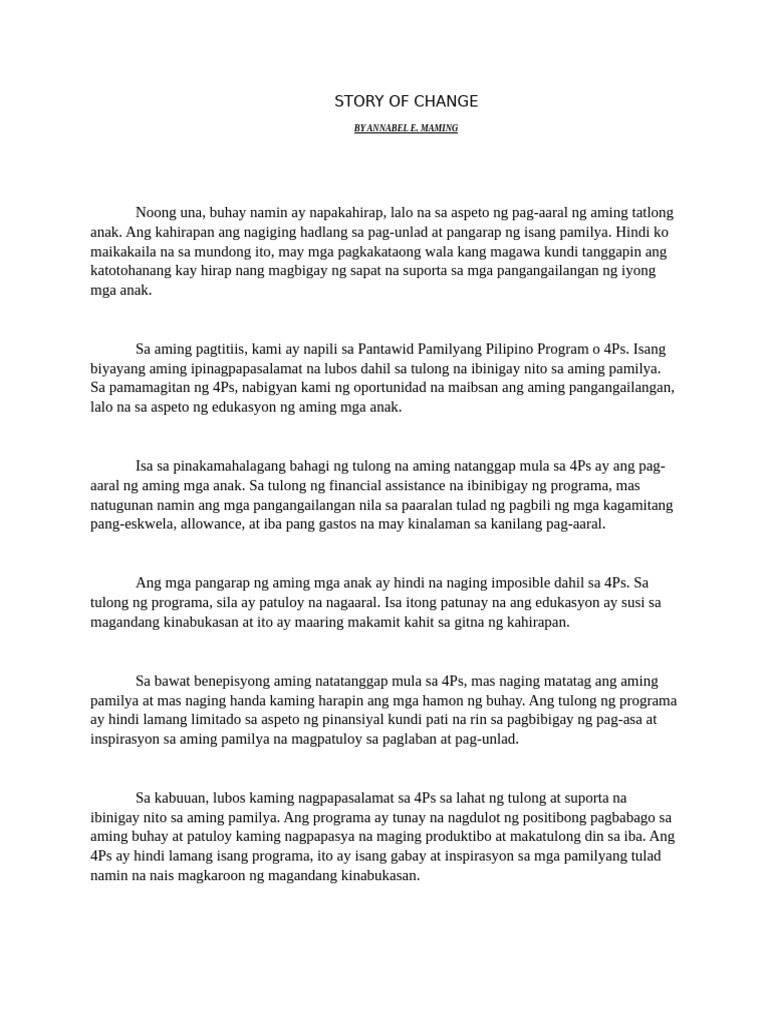 Story of Change: by Annabel E. Maming | PDF