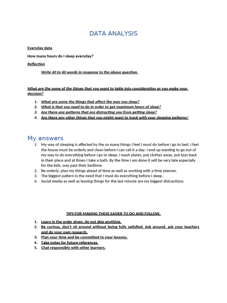 Data Analysis PDF Self Improvement