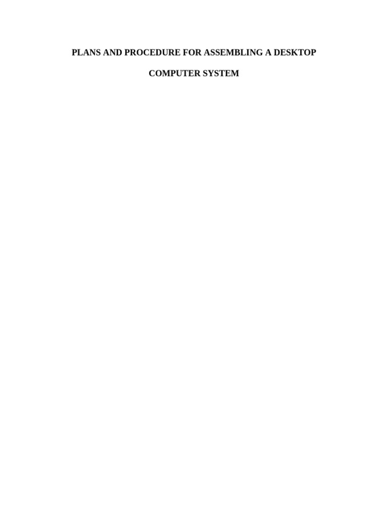 Plans and Procedure For Assembling A Desktop Computer System | PDF ...