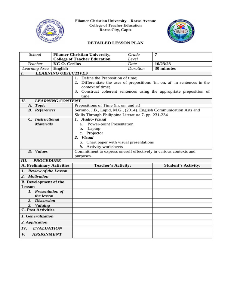 LP Detailed Format | PDF