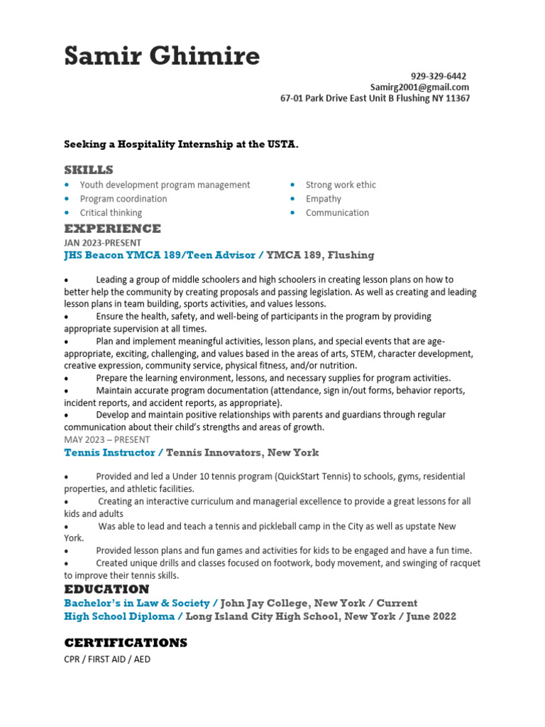 Samir Ghimire Final Resume | PDF | Ymca