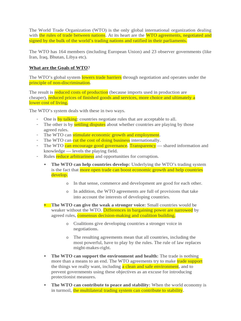 Overview of the World Trade Organization | PDF | World Trade ...