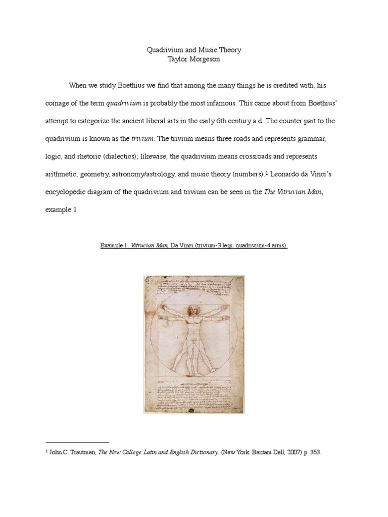 Example 1. Vitrucian Man, Da Vinci (Trivium-3 Legs, Quadrivium-4 Arms ...