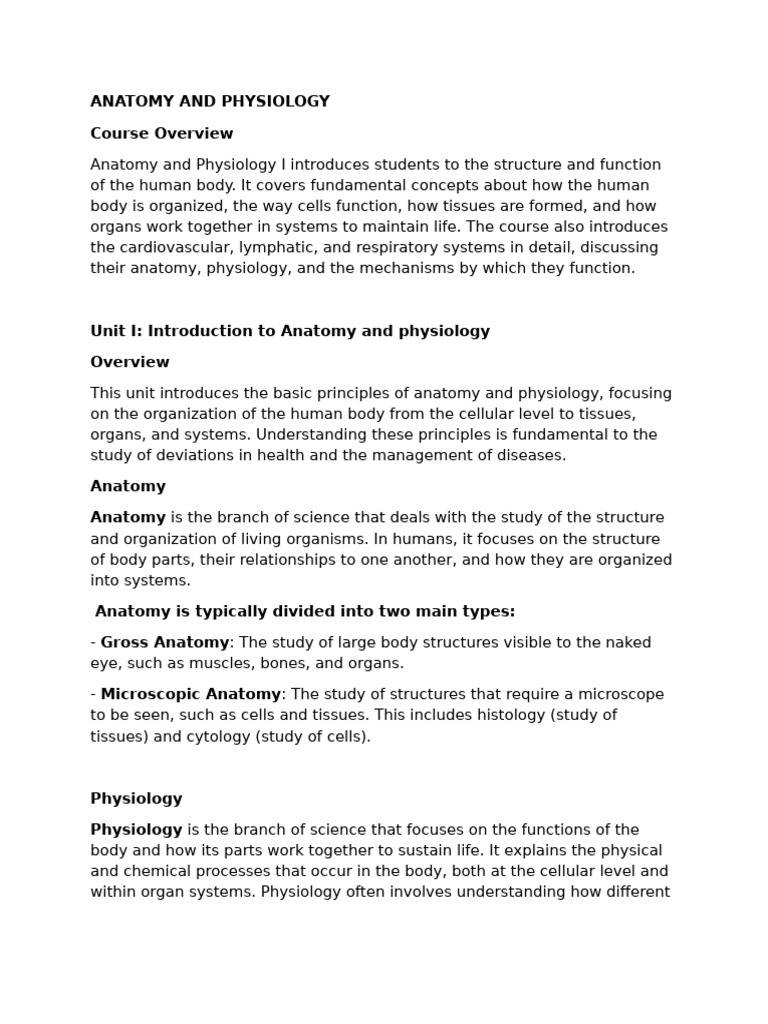 Anatomy & Physiology Course Intro | PDF | Lymphatic System | Meiosis