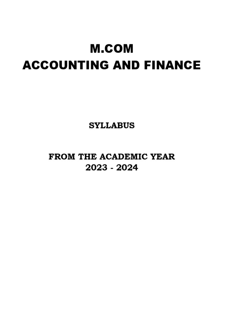 M.Com Accounting & Finance Syllabus 2023-24 | PDF | Digital Marketing ...
