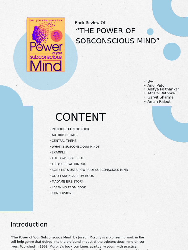 Book Review: Power of Subconscious Mind | PDF | Thought | Mind
