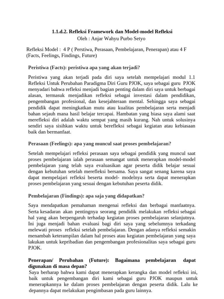 1.1.d.2. Refleksi Framework Dan Model-Model Refleksi | PDF