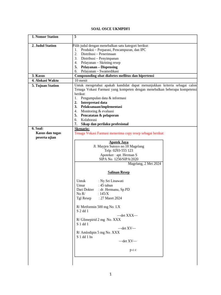 Review Soal OSCE Dispensing | PDF