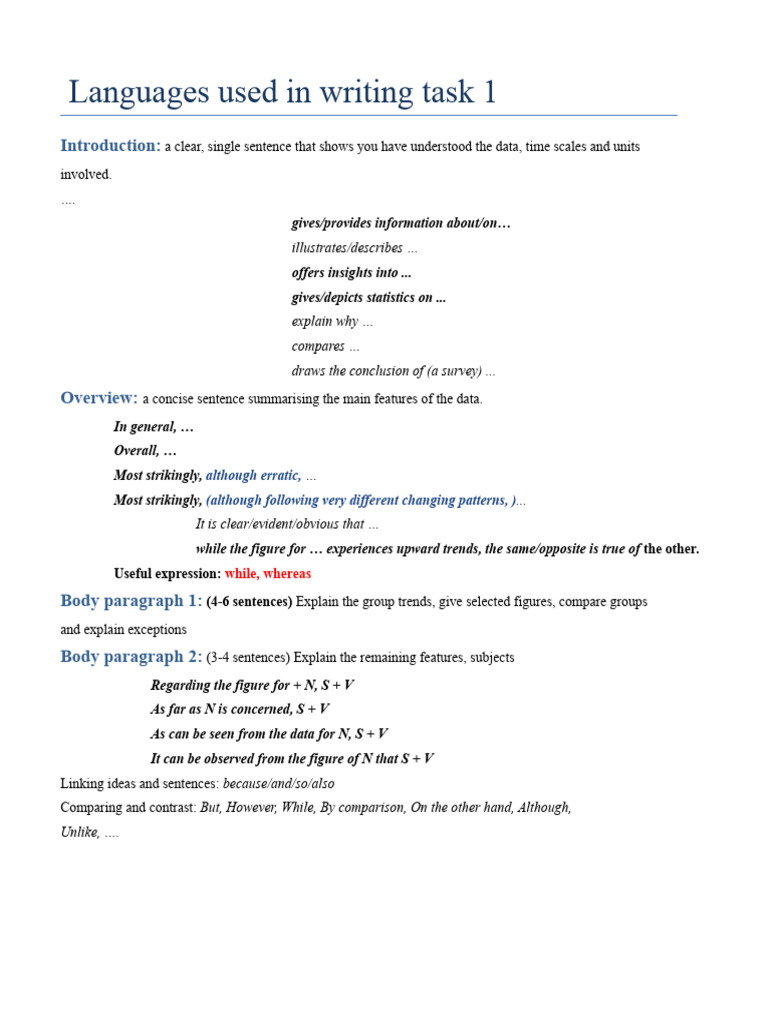 W2 - Language Used in Writing Task 1 | PDF | Adjective | Economies