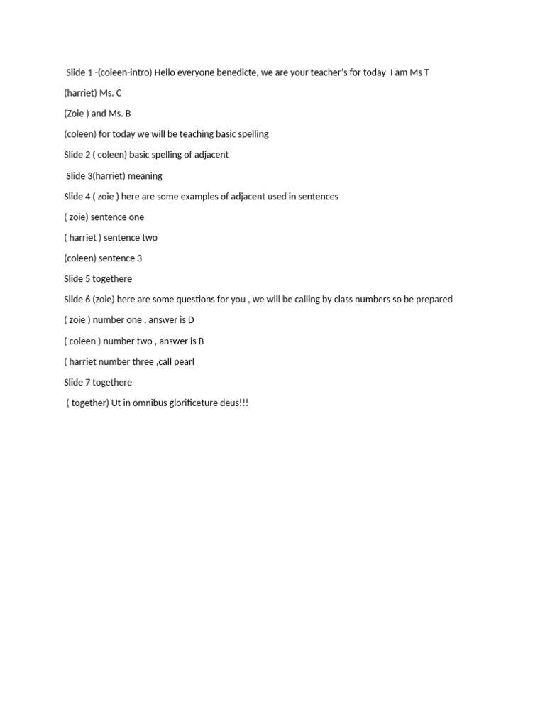 Script For English Peta | PDF