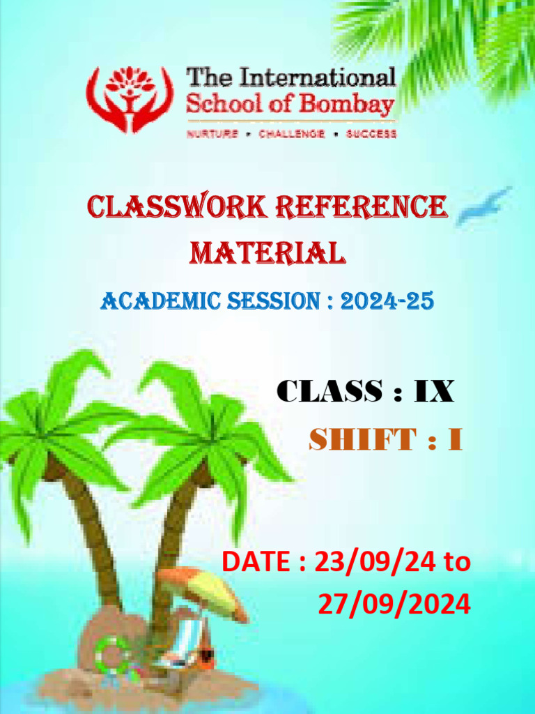 Reference Material Class 9 (Shift 1) | PDF