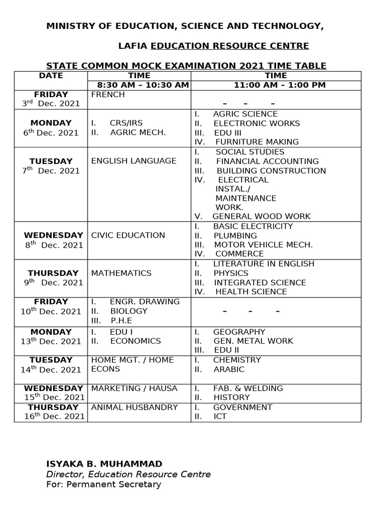 SCME 2021 TIME TABLE | PDF