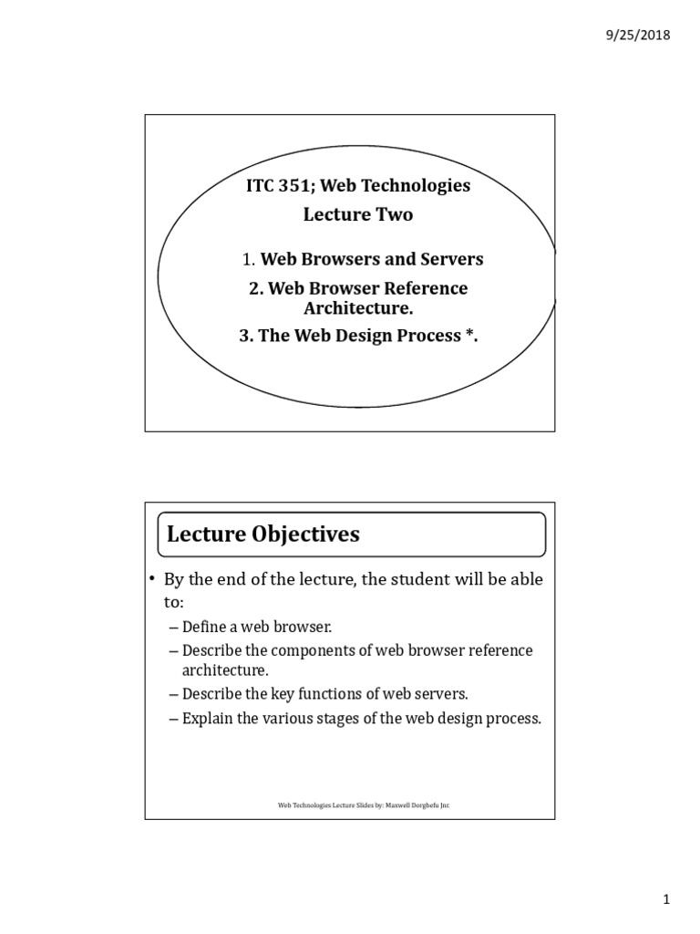 Web Technologies - ITC 351 Lecture - 2 | PDF | World Wide Web | Internet & Web