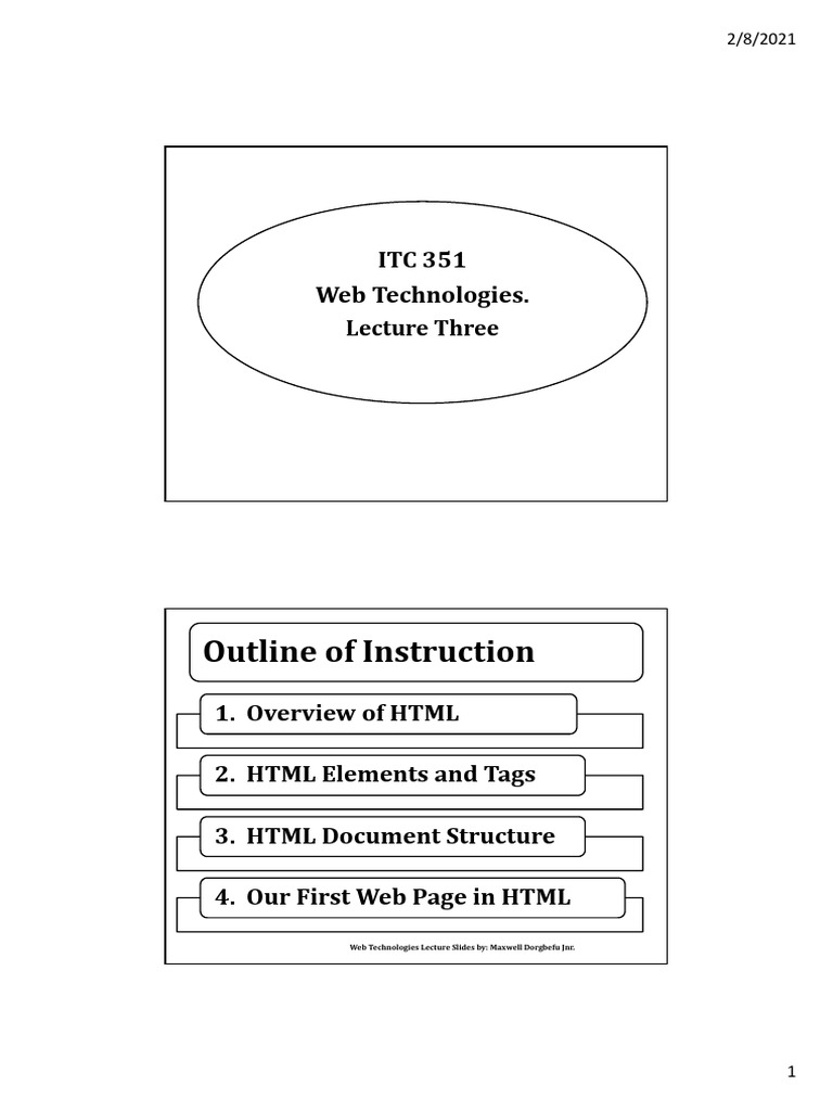 WEB TECHNOLOGIES - ITC 351 Lecture - 3 | PDF | Html | Html Element