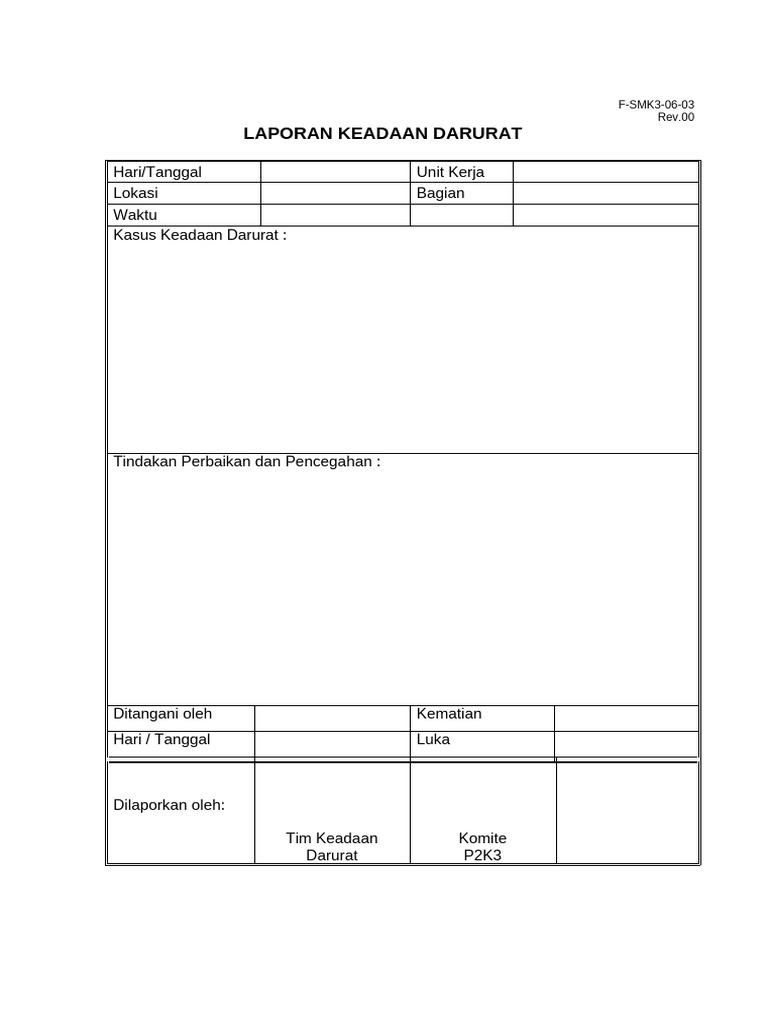 32 Form Laporan Keadaan Darurat | PDF