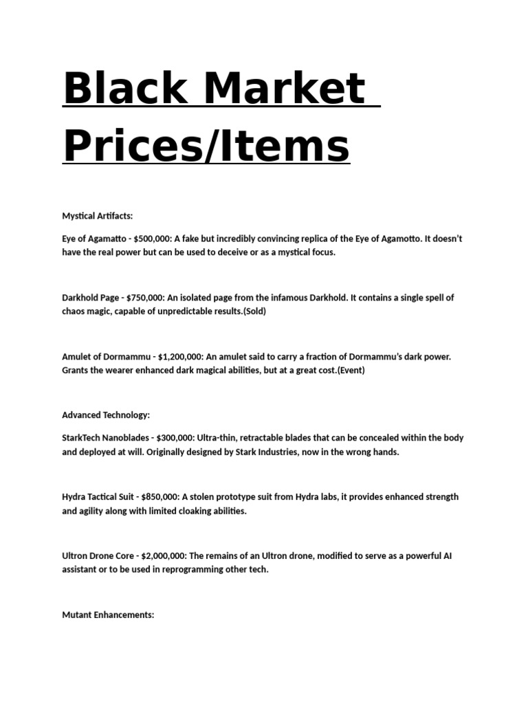 Black Market: Rare Artifacts & Tech | PDF | Law | History