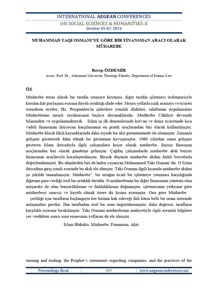 Osman Takiye Göre Müdarebe-Sempozyum 2024 | PDF