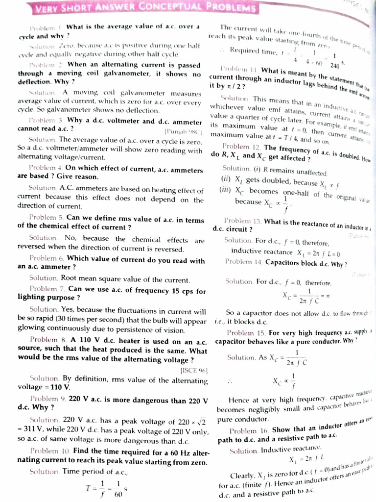 Ac Short Question | PDF | Alternating Current | Inductor