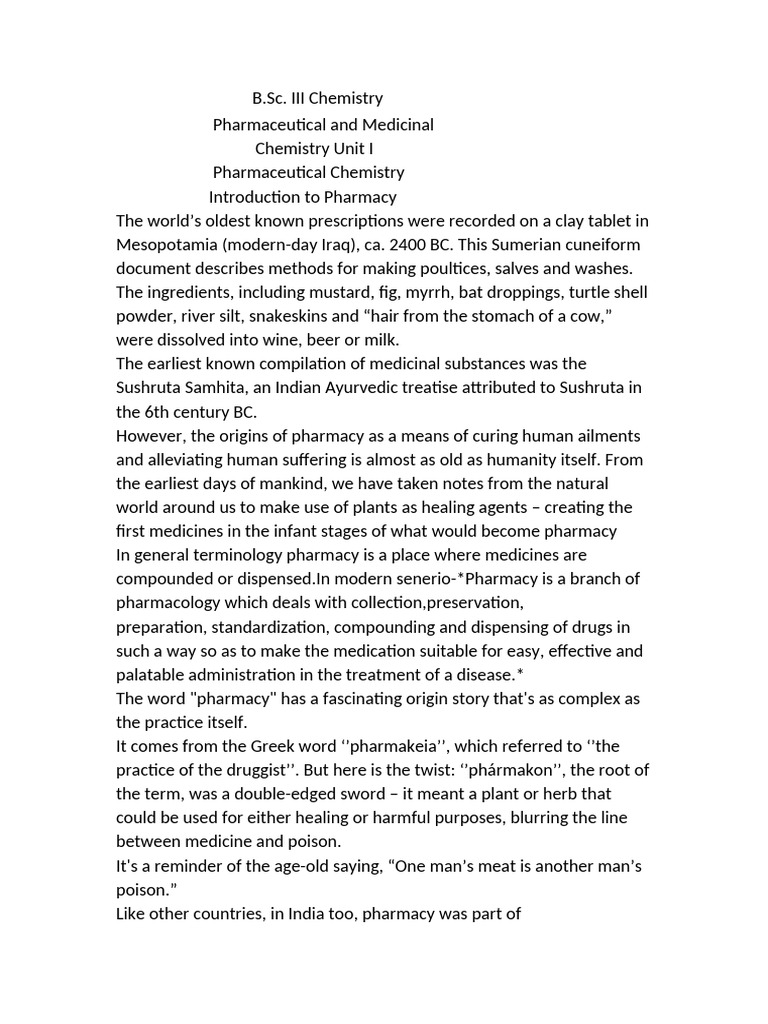 Chemistry Unit 1 | PDF | Pharmacy | Pharmacist