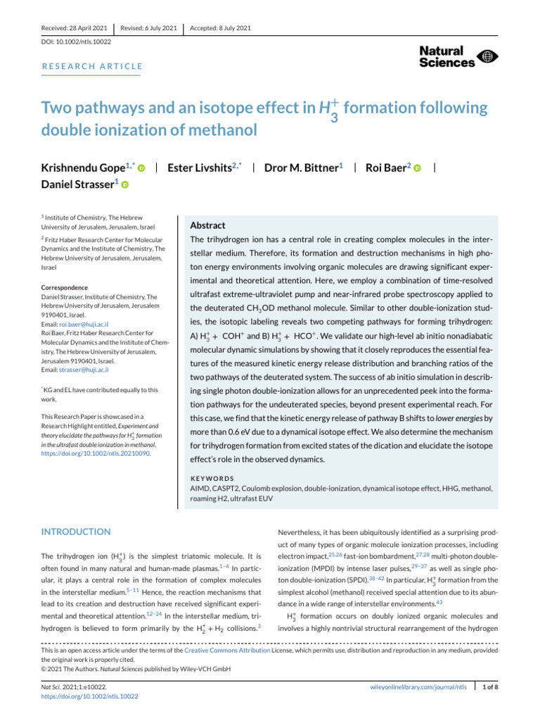Isotope Effects in H3 Formation Pathways | PDF | Ionization | Physical ...