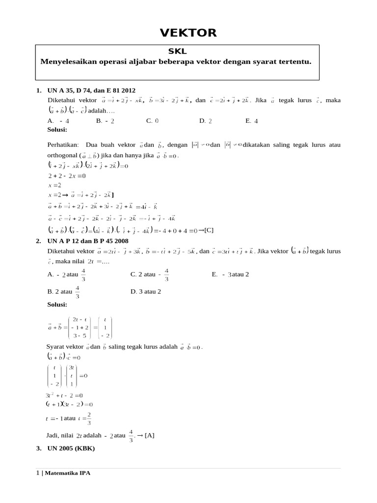 Soal Dan Solusi Vektor | PDF