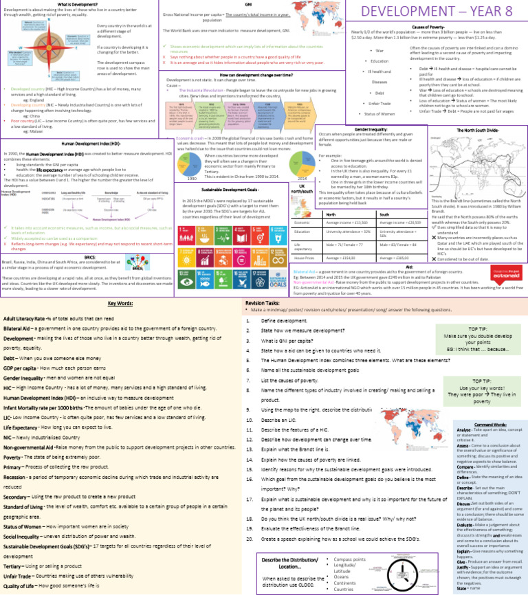 Year 8 Geography Development Summer | PDF | Poverty | Poverty ...