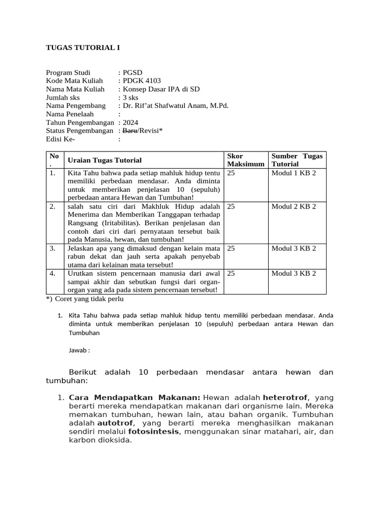 Soal - Tugas Tutorial 1 | PDF