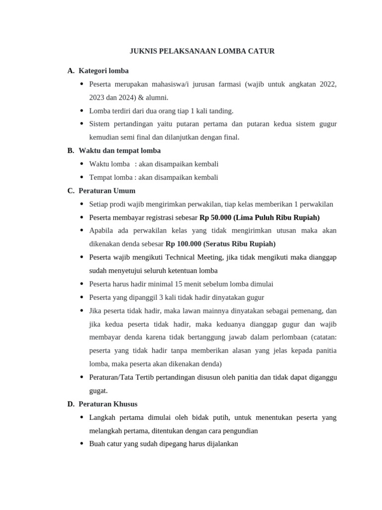 Juknis Lomba Catur | PDF