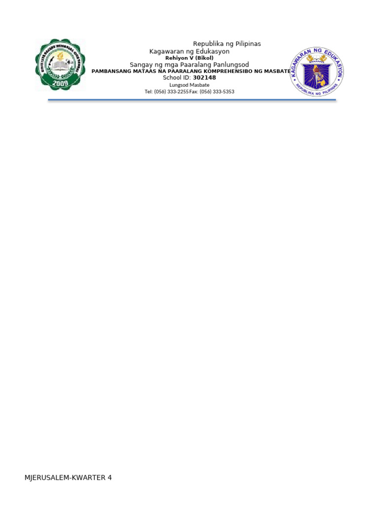 Republika NG Pilipinas Kagawaran NG Edukasyon Sangay NG Mga Paaralang Panlungsod | PDF