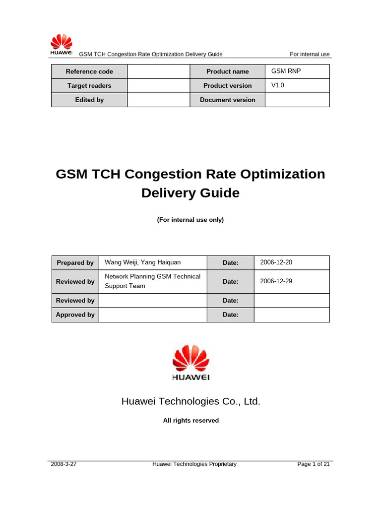 GSM TCH Congestion Rate Optimization Delivery Guide | PDF | Network Congestion ...