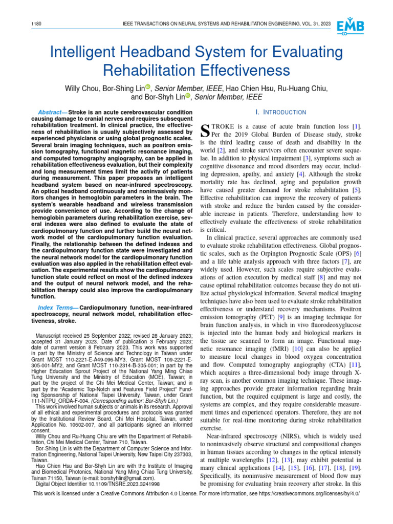 Intelligent Headband System For Evaluating Rehabilitation Effectiveness ...