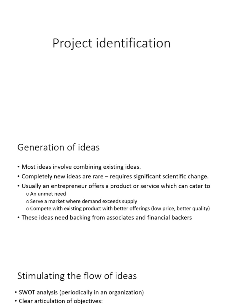 Handout 2.1 Project Identification | PDF | Marketing | Market (Economics)