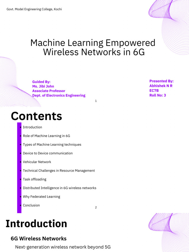 Machine Learning Empowered Wireless Networks in 6G - Abhishek N R | PDF