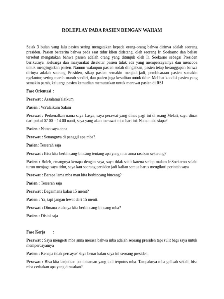 Roleplay Pada Pasien Dengan Waham - Kep. Psikiatri | PDF