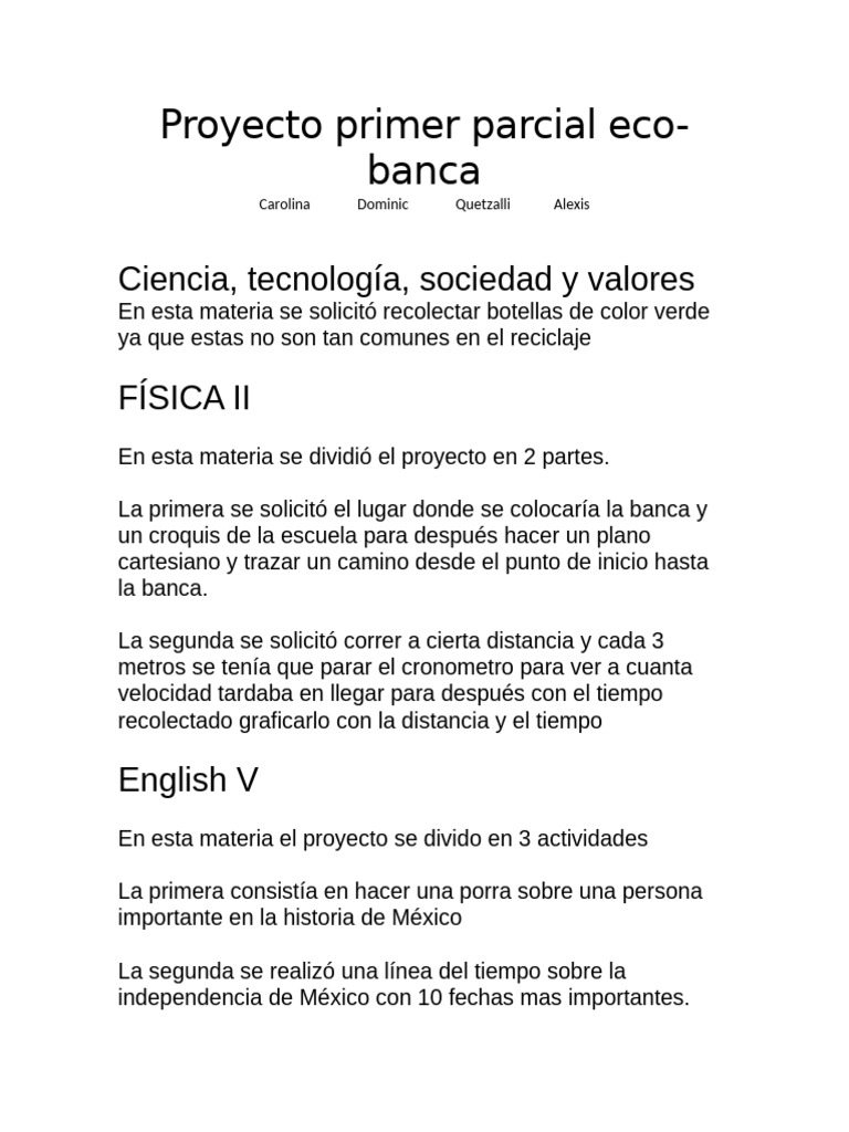 Proyecto Primer Parcial Eco | PDF