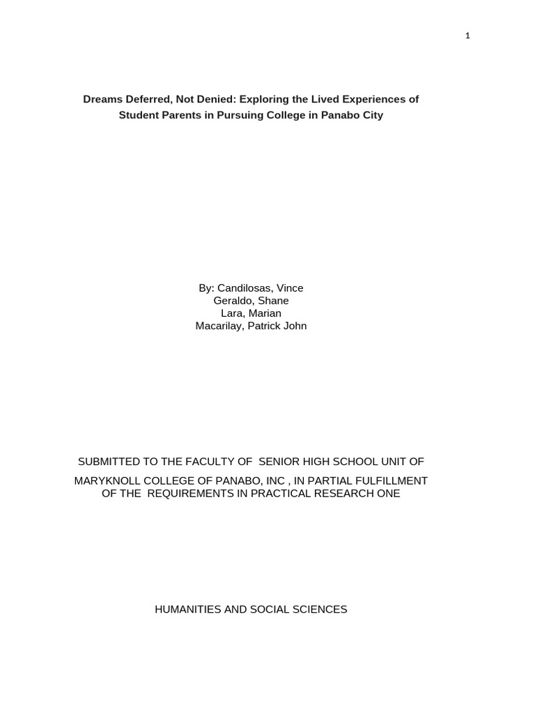 PR CHAPTER 1-5 (4) | PDF | Parenting | Qualitative Research