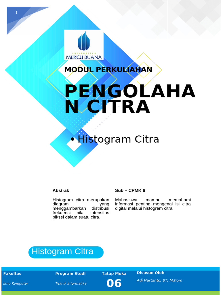 Modul 6 Histogram Dan Morfologi Citra | PDF