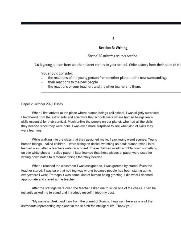 Paper 2 October 2022 Essay | PDF